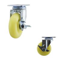 China 4 Inch Side Brake Medium Duty Casters Yellow PP Swivel Plate for sale