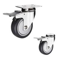 China 4 Inch Floor - Friendly Grey Wheels Medium Duty Industrial Polyurethane Swivel Locking Casters Wholesales for sale