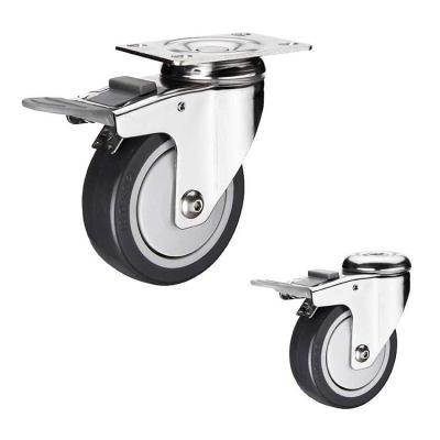 China 4 Inch Floor - Friendly Grey Wheels Medium Duty Industrial Polyurethane Swivel Locking Casters Wholesales for sale