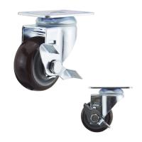China 3 Inch Red Polyurethane Medium Duty Casters With Side Brake for sale