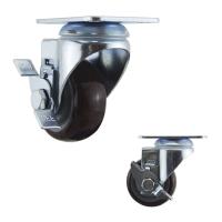 China 3 Inch Red Polyurethane Medium Duty Casters With Side Brake for sale