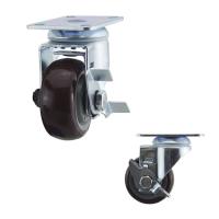 China 3 Inch Red Polyurethane Medium Duty Casters With Side Brake for sale