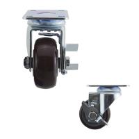 China 3 Inch Red Polyurethane Medium Duty Casters With Side Brake for sale