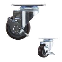 China 3 Inch Red Polyurethane Medium Duty Casters With Side Brake for sale