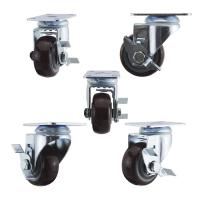 China 3 Inch Red Polyurethane Medium Duty Casters With Side Brake for sale