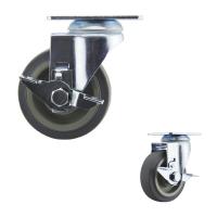 China 4 Inch Soft Rubber Casters Medium Duty Grey TPR Side Lock Swivel Caster Wheels For Hardwood Floors OEM for sale
