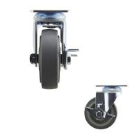 China 4 Inch Soft Rubber Casters Medium Duty Grey TPR Side Lock Swivel Caster Wheels For Hardwood Floors OEM for sale