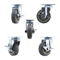 China 3-3/4 X 3-3/4 Inch Mounting Plate Size 5 Inch Medium Duty PU Swivel Caster Wheels for Heavy-Duty Material Handling for sale