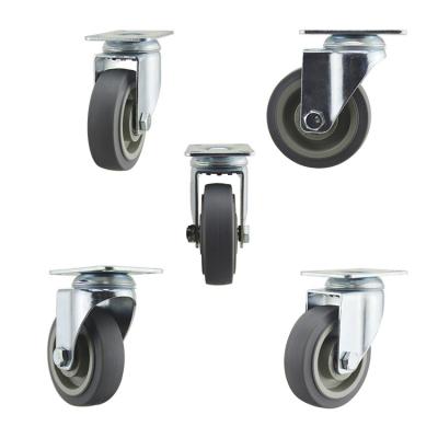 China 4In Gray TPR Top Plate Swivel Medium Duty Casters For Medical Bed for sale