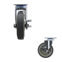 China 5 Inch TPR Medical Medium Duty Casters Top Plate Swivel Side Locking for sale