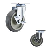 China 5 Inch TPR Medical Medium Duty Casters Top Plate Swivel Side Locking for sale