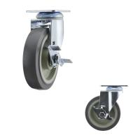 China 5 Inch TPR Medical Medium Duty Casters Top Plate Swivel Side Locking for sale