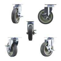 China 5 Inch TPR Medical Medium Duty Casters Top Plate Swivel Side Locking for sale