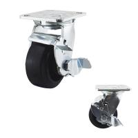 China 100mm 396lbs Black Rubber Heavy Duty Casters With Side Lock for sale