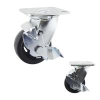 China 100mm 396lbs Black Rubber Heavy Duty Casters With Side Lock for sale