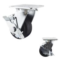 China 100mm 396lbs Black Rubber Heavy Duty Casters With Side Lock for sale