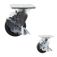 China 100mm 396lbs Black Rubber Heavy Duty Casters With Side Lock for sale