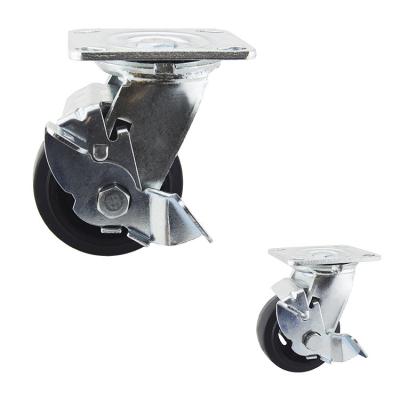 China 100mm 396lbs Black Rubber Heavy Duty Casters With Side Lock for sale