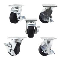 China 100mm 396lbs Black Rubber Heavy Duty Casters With Side Lock for sale