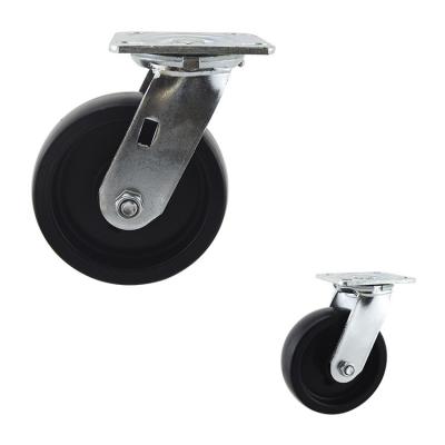 China 6 Inch Black PP Wheel Swivel Heavy Duty Casters No Brakes for sale