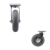 China Grey TPR 280kg Capacity 8 Inch Double Ball Bearing Swivel Plate Caster Wheels for sale