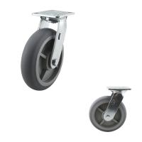 China Grey TPR 280kg Capacity 8 Inch Double Ball Bearing Swivel Plate Caster Wheels for sale