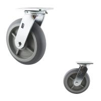 China Grey TPR 280kg Capacity 8 Inch Double Ball Bearing Swivel Plate Caster Wheels for sale