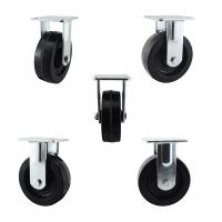 China 150mm 6 Inch Black Heat Resistant Fixed 400kg Heavy Duty Rigid Casters for sale