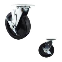 China OEM Lockable Side Braked 200mm Heavy Duty Swivel Plate Casters for sale
