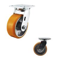 China 300 Lbs Gray Polyurethane Medium Duty Casters Ball Bearing Zinc Plated Wheels for sale