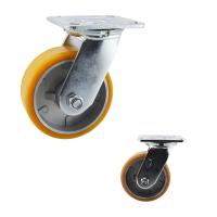 China 125mm PU Wheel Top Plate Braked Swivel Castors  Tread On Type for sale
