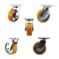 China 125mm PU Wheel Top Plate Braked Swivel Castors  Tread On Type for sale