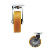 China ISO9001 Orange Color 6 Inch 400kg Flat Tread PU Casters for sale