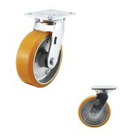 China ISO9001 Orange Color 6 Inch 400kg Flat Tread PU Casters for sale