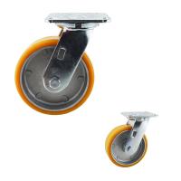 China ISO9001 Orange Color 6 Inch 400kg Flat Tread PU Casters for sale