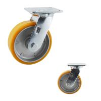 China ISO9001 Orange Color 6 Inch 400kg Flat Tread PU Casters for sale
