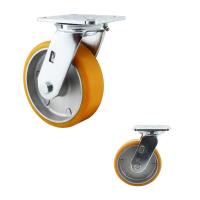 China ISO9001 Orange Color 6 Inch 400kg Flat Tread PU Casters for sale