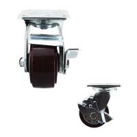 China 200kg PU Swivel Side Brake 100mm Heavy Duty Casters Wheels for sale