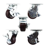 China 200kg PU Swivel Side Brake 100mm Heavy Duty Casters Wheels for sale