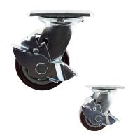 China 200kg PU Swivel Side Brake 100mm Heavy Duty Casters Wheels for sale