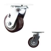 China 440LBS PP Core Swivel Plate Heavy Duty PU 100mm Caster Wheels for sale