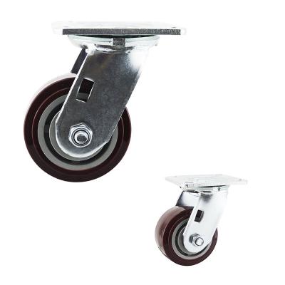 China 440LBS PP Core Swivel Plate Heavy Duty PU 100mm Caster Wheels for sale