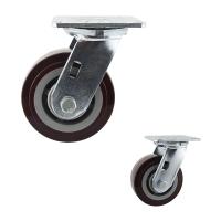 China OEM Dark Red Polyurethane Wheel 230kg 5 Inch Swivel Casters for sale