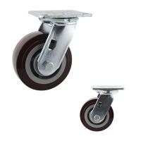 China OEM Dark Red Polyurethane Wheel 230kg 5 Inch Swivel Casters for sale