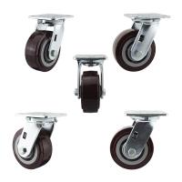 China OEM Dark Red Polyurethane Wheel 230kg 5 Inch Swivel Casters for sale