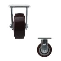 China Red 230kg PU Fixed Plate 125mm  Heavy Duty Casters for sale