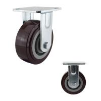 China Red 230kg PU Fixed Plate 125mm  Heavy Duty Casters for sale