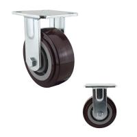 China Red 230kg PU Fixed Plate 125mm  Heavy Duty Casters for sale
