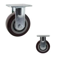 China Red 230kg PU Fixed Plate 125mm  Heavy Duty Casters for sale