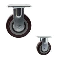 China Red 230kg PU Fixed Plate 125mm  Heavy Duty Casters for sale